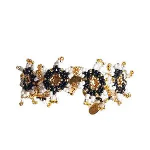 ILIANA ARRAZOLA Black / White / Gold Waterfall Blossom Bracelet, Black And Withe - Black/white/gold