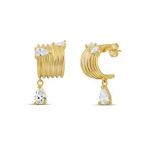 SHYMI Pear Drop Fluted Hoops - Gold