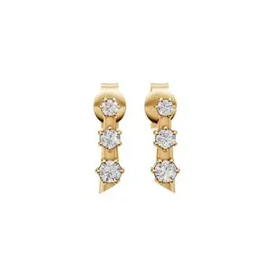 AYA FINE JEWELRY Three Stone Round Lab Diamond Drop Earrings 14k Gold - Yellow