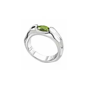 SEROTONIN COMPLICE Silver / Green Pinky Ring With Peridot