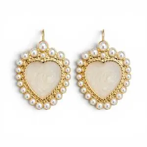 VSTYLE Pearl Heart Earrings - Gold
