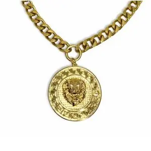 Rachel Nathan Embossed Lion Of Courage Curb Necklace - Gold
