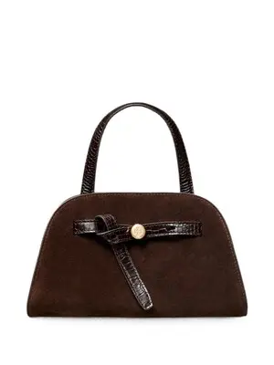 Tory Burch Romy Small Suede Leather Boston Bag - Brown