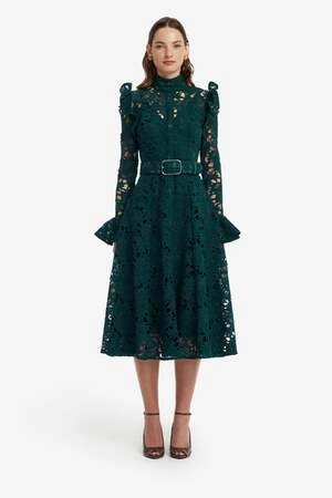 LEO LIN Aliyah Lace Butterfly Sleeve Midi Dress