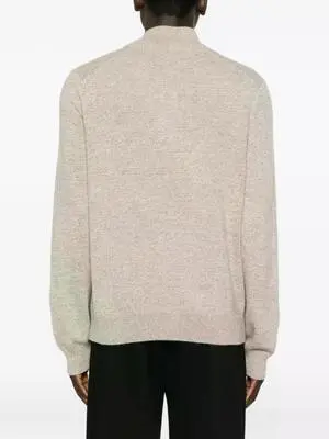 Eric Bompard Beige High Neck Button Detailed Long Sleeve Sweater