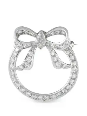 LB EXCLUSIVE Platinum Diamond Bow Brooch - Silver
