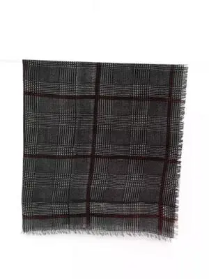 Faliero Sarti Cristopher Check-pattern Frayed Scarf - Grey
