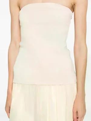 ST. AGNI Strapless Ribbed Midi Dress With Balloon Hem