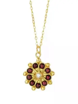 OTTOMAN HANDS Marigold Garnet-beaded Necklace - Gold