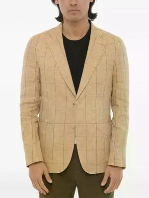 Corneliani Windowpane-pattern Linen Blazer - Neutrals