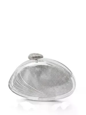 Benedetta Bruzziches Crystal-embellished Shell Clutch Bag - Silver