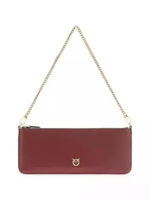 Pinko Horizontal Flat Leather Shoulder Bag - Red