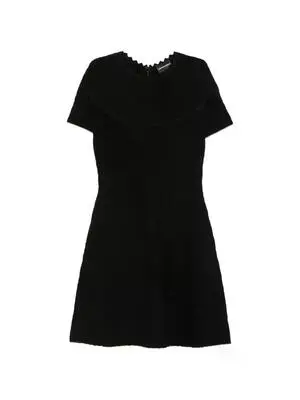 Emporio Armani Textured Finish Scallop Edge Mini Dress - Black
