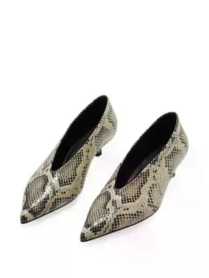 AeydĒ Clara Snake-effect Pointed-toe Pumps