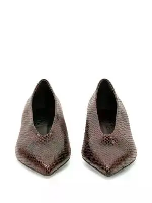 AeydĒ Clara Snake-effect Pointed-toe Pumps