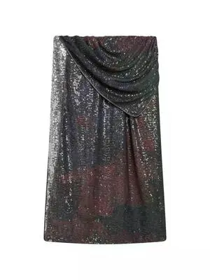MAISON MARGIELA Printed Paillettes Draped Maxi Skirt