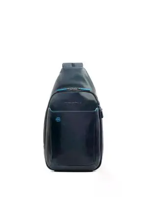 PIQUADRO Logo-plaque Leather Backpack - Blue