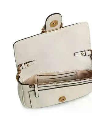 Pinko Love Bag Pocket Small Leather Shoulder Bag With Jewel Buckle - Neutrals