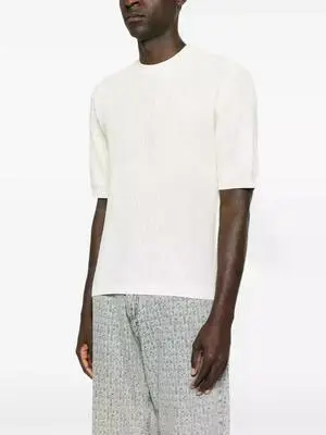 Emporio Armani Chevron-knit Short-sleeve Top