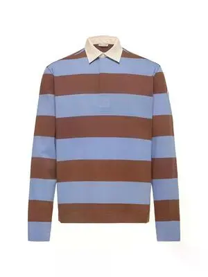 Moncler Striped Long-sleeve Polo Shirt - Blue