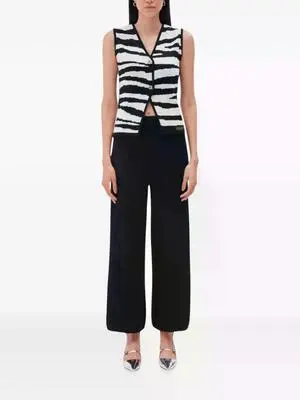 IZAAK AZANEI Zebra-print Knitted Vest - White