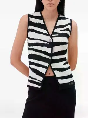 IZAAK AZANEI Zebra-print Knitted Vest