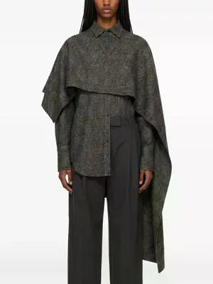 DARKPARK Georgia Check-pattern Draped Shirt - Grey