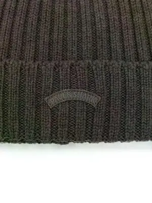 Paul & Shark Ribbed-knit Logo-patch Beanie Hat - Brown