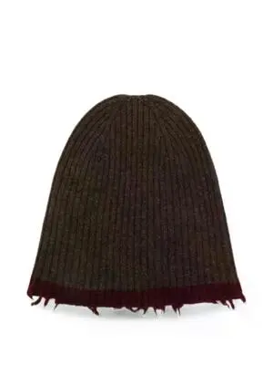 UMA WANG Ribbed-knit Frayed Beanie Hat