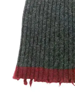 UMA WANG Ribbed Knit Distressed Beanie - Grey