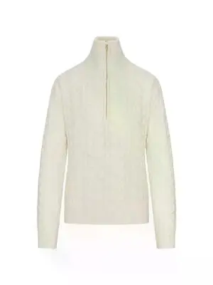 Max Mara Cable-knit Quarter-zip Sweater - Neutrals