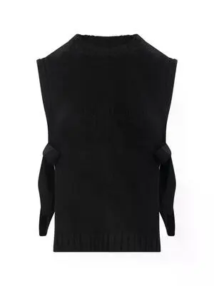 Soeur Uzel Side-tie Knitted Vest - Black