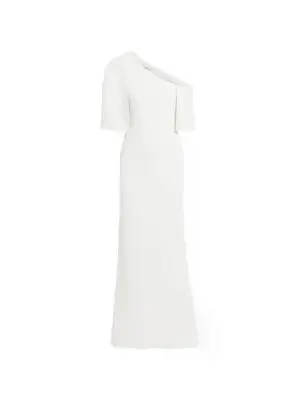 Badgley Mischka One-shoulder Crepe Gown - White