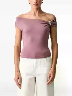 Guess Off-shoulder Jewel Top - Pink