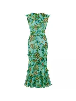 Saloni Rita Floral-print Ruffled Dress