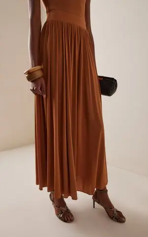Zimmermann Gathered Crepe Maxi Skirt