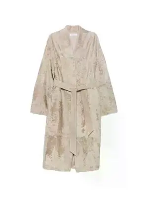 LISKA Buttoned Belted Coat - Neutrals