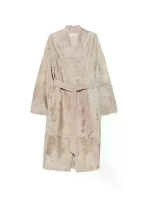 LISKA Buttoned Belted Coat - Neutrals