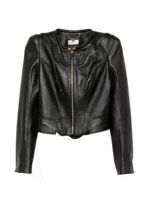Elisabetta Franchi Peplum-hem Leather Jacket - Black