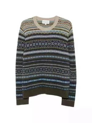 Eric Bompard Fair Isle Round Neck Sweater - Green