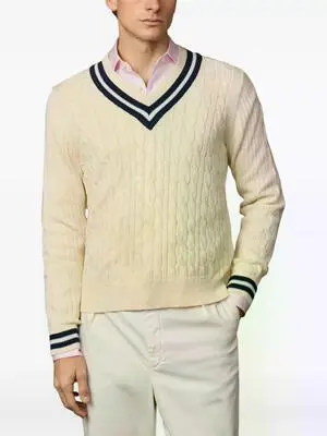 HACKETT LONDON Cable-knit Cricket Sweater - Neutrals