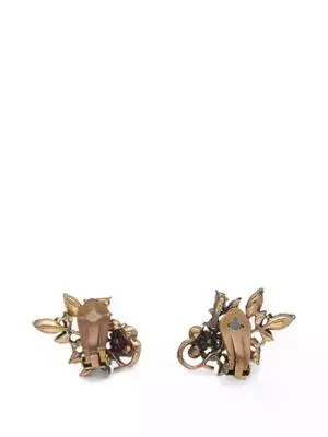 Vintage Floral Faux-pearl Clip-on Earrings - Gold