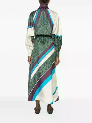ALEMAIS Joni Paisley-print Striped Midi Dress - Green