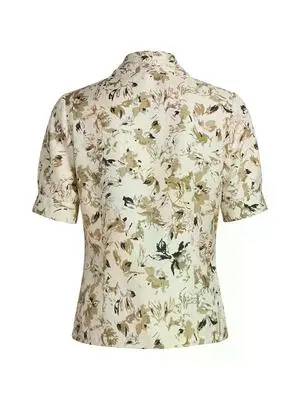 Max Mara Printed Silk Twill Short-sleeved Shirt