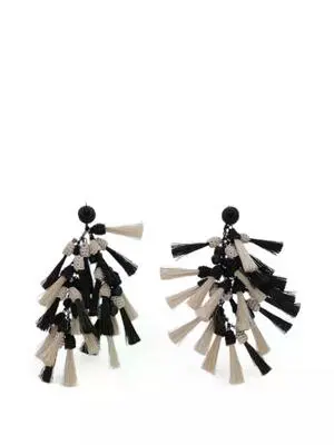 Vintage Tassel Drop Earrings - Black