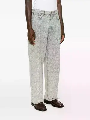 Emporio Armani Monogram-pattern Straight-leg Jeans
