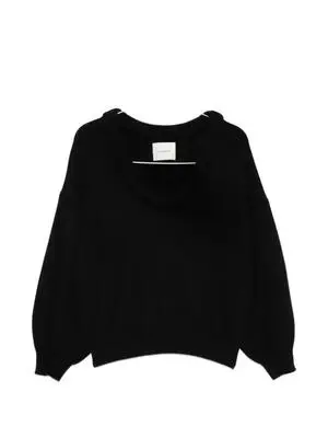 LISA YANG Doria Scoop-neck Ribbed-trim Sweater - Black