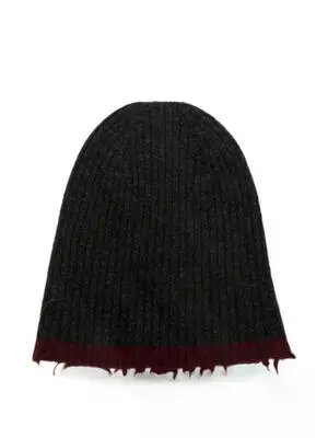 UMA WANG Ribbed-knit Frayed-hem Beanie Hat
