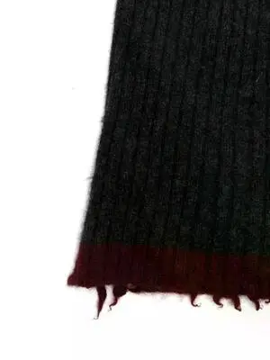 UMA WANG Ribbed Knit Frayed Hem Beanie - Grey