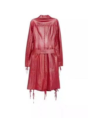 Dolce & Gabbana 2000s Belted Whipstitch-trim Coat - Red